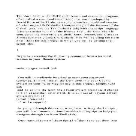 The Korn Shell Is The Unix Shell Command Execution Program Often Cdocx 9706