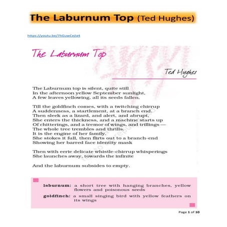 The Laburnum Top by Ted Hughes- NOTES - CBSE XI English | PDF
