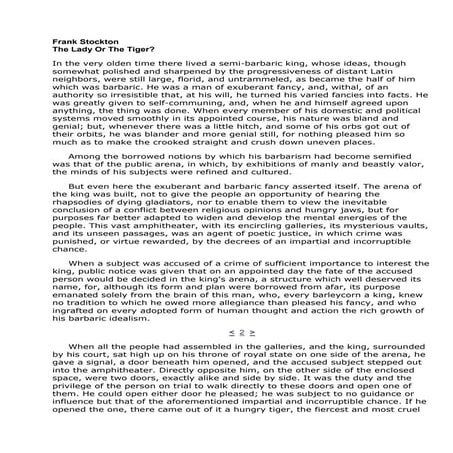 The lady or the tiger | PDF | Marriage and Civil Unions | Family and ...