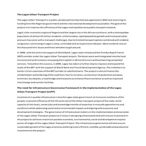 The lagos urban transport project | DOCX | Civil Engineering Industry ...
