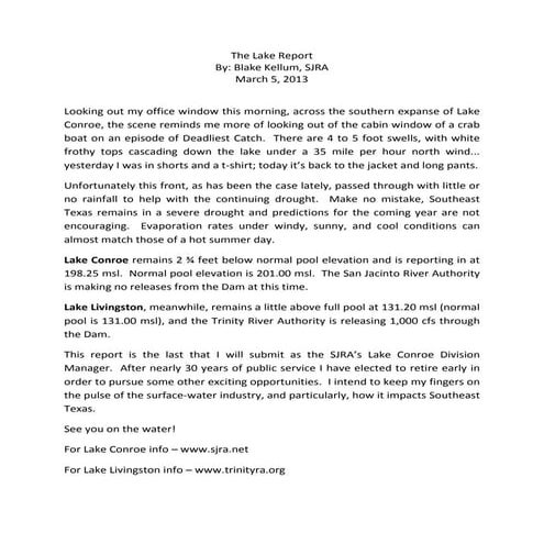 The Lake Report 03/05/13 | PDF