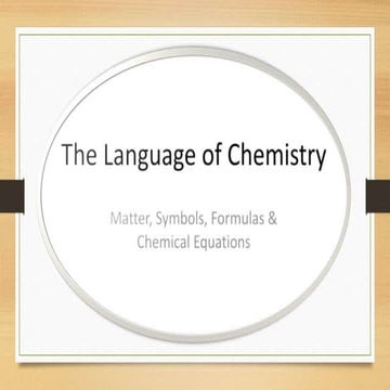 The language of chemistry - Part 1 (ICSE Board) | PPTX