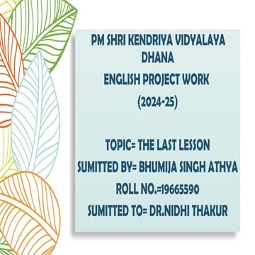 ENGLISH Project class 12 ppt final project last lesson ppt | PDF