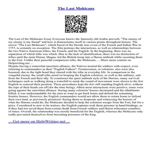 The Last Mohicans | PDF