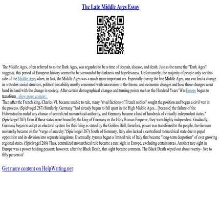 Middle Ages Essay | PDF