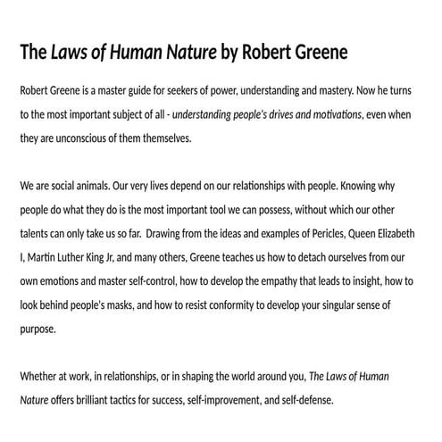 The Laws of Human Nature by Robert Greene.docx
