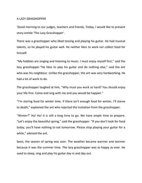 Ant and the Grasshopper | PPTX