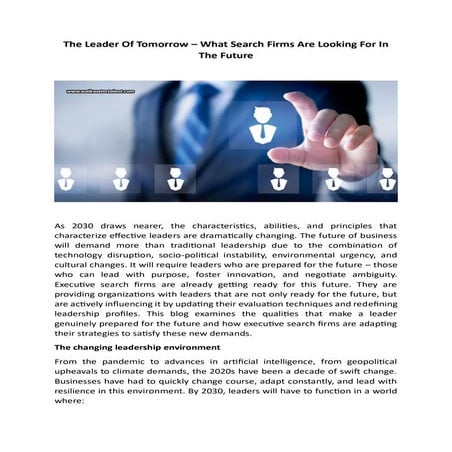 The Leader Of Tomorrow – What Search Firms Are Looking For In The ...