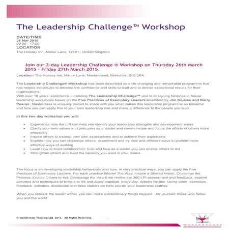 The leadership challenge workshop | PDF