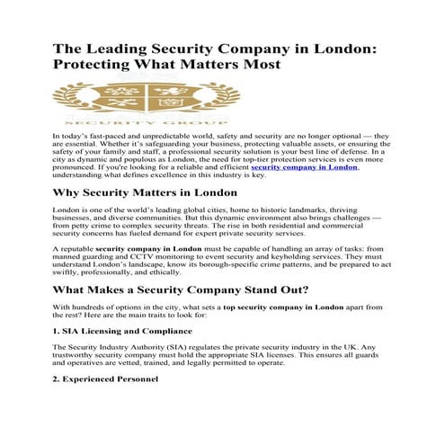 The Leading Security Company in London.. | DOCX