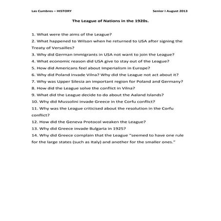 CAMBRIDGE IGCSE/AS HISTORY: THE LEAGUE OF NATIONS 1919-1939 | PPTX
