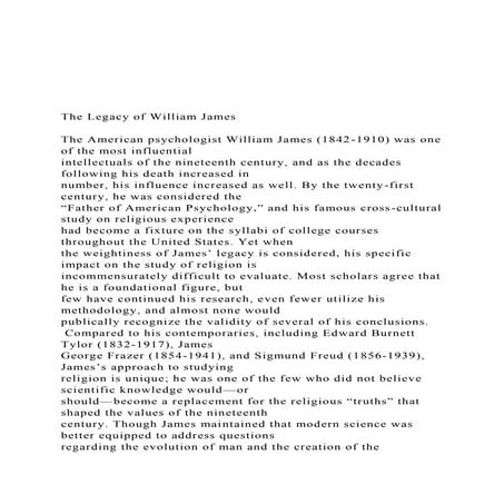 The Legacy of William James The American psychologist.docx