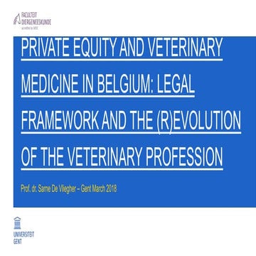 Private equity and veterinary medicine in Belgium: legal framework and ...