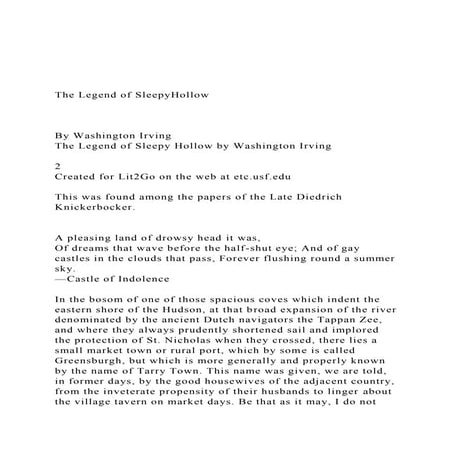 The Legend of SleepyHollowBy Washington IrvingThe .docx