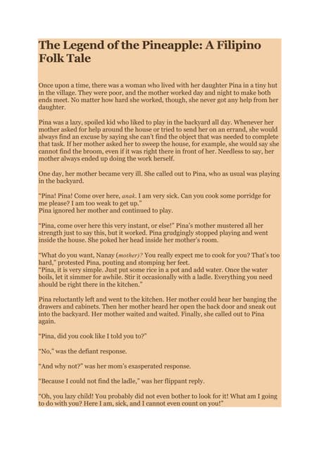 Filipino legend story | PPTX | Gardening | Home & Garden