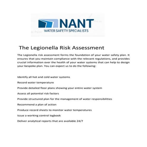 The Legionella Risk Assessment - Nant Ltd | PDF