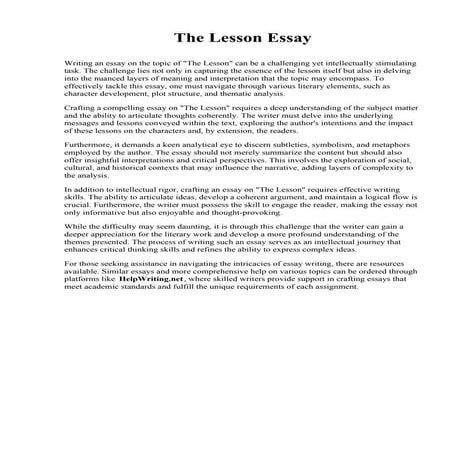The Lesson Essay. Weber State University | PDF | Screenwriting ...