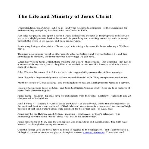 The Life and Ministry of Jesus Christ.docx