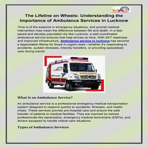 The Lifeline on Wheels Understanding the Importance of Ambulance ...
