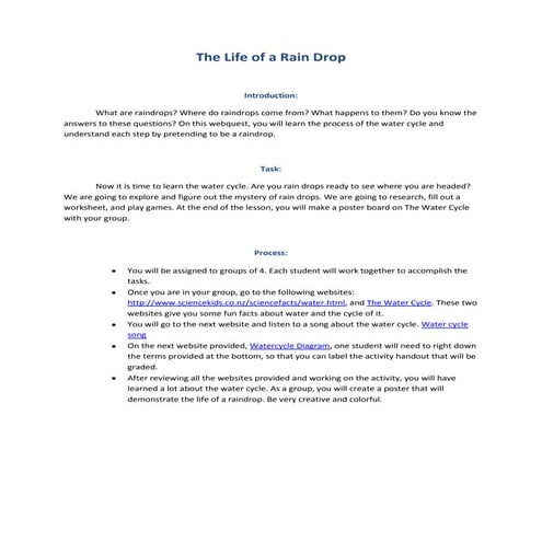 The life of a rain drop | DOCX