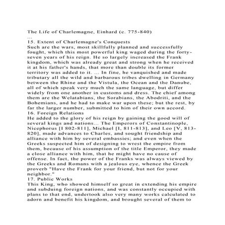 The Life of Charlemagne, Einhard (c. 775-840)...15. Extent of .docx