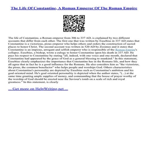 The Life Of Constantine, A Roman Emperor Of The Roman Empire | PDF