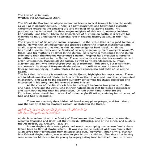 The Life of Isah (Jesus Christ) in Islam | PDF