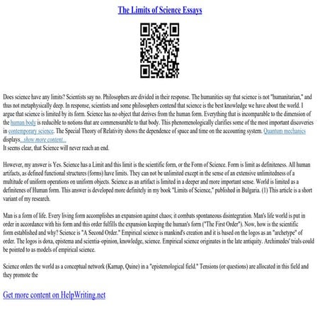 The Limits Of Science Essays | PDF | Physics | Science
