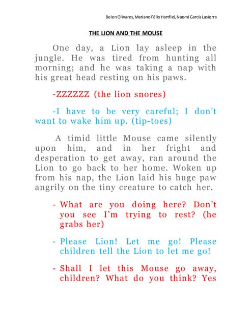 The Lion and The Mouse story | PPTX