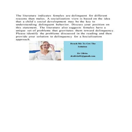 The literature indicates females are delinquent for different reason | DOCX