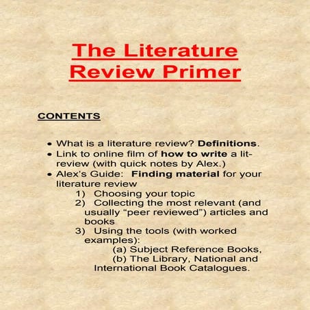 The literature review primer 2014 | PDF