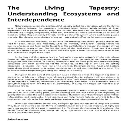 Science 7-Tapestry of Ecosystem and Interdependence | DOCX