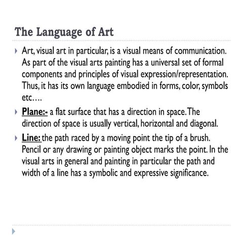 this briefly explains about the language of art | PDF