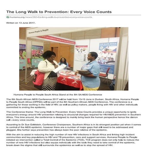 THE LONG WALK TO PREVENTION: EVERY VOICE COUNTS | PDF