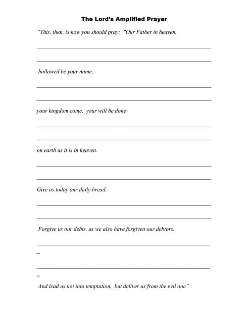The lord's prayer worksheet | PPT