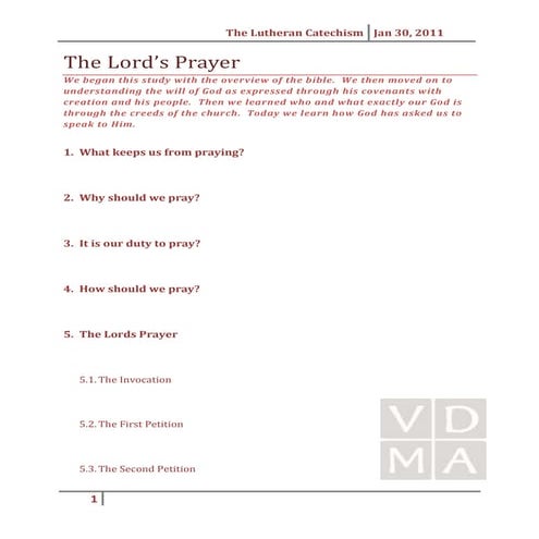 The Lords Prayer Handout | DOCX | Christianity | Religion & Spirituality
