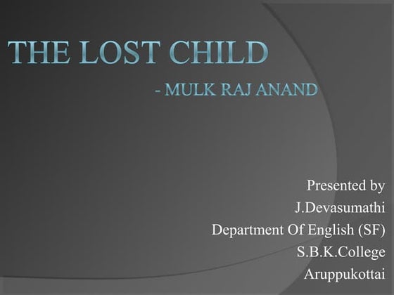 THE LOST CHILD | PPSX | Bereavement | Family and Relationships