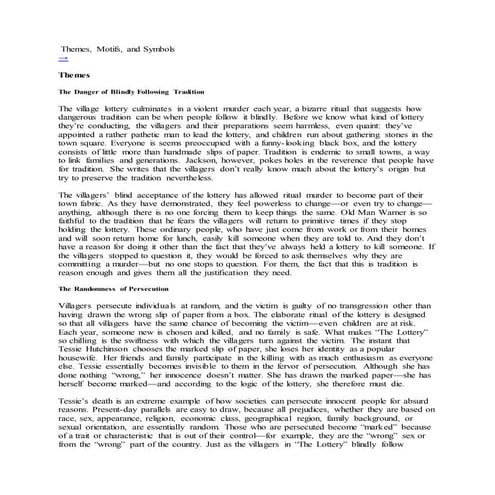 "The Lottery" analysis | DOCX