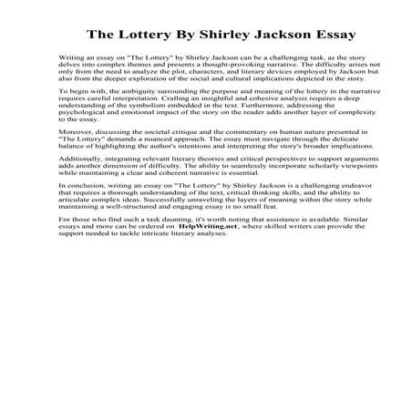 The Lottery By Shirley Jackson Essay.pdf