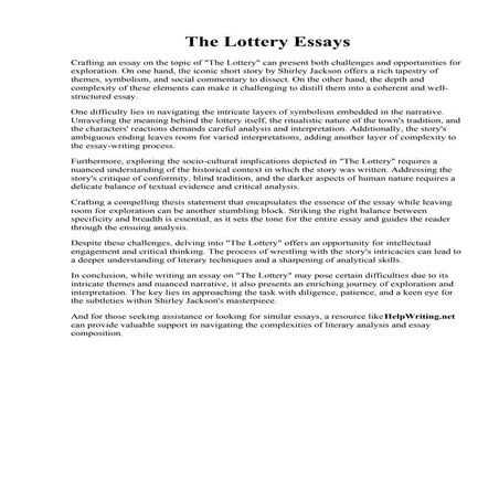 The Lottery Essays | PDF
