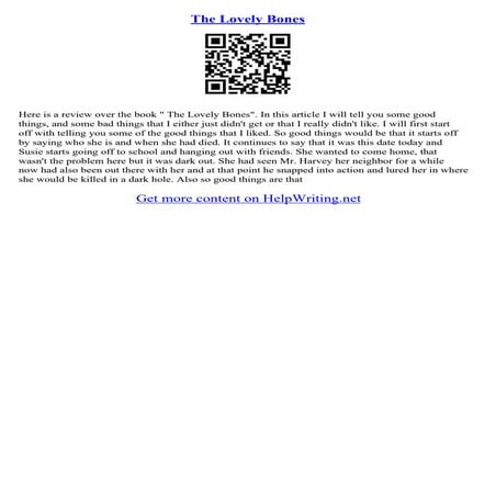 The Lovely Bones Essay | PDF