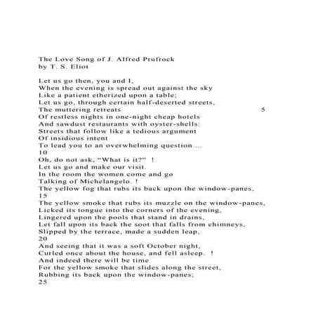 The Love Song of J. Alfred Prufrock by T. S. EliotLet u.docx
