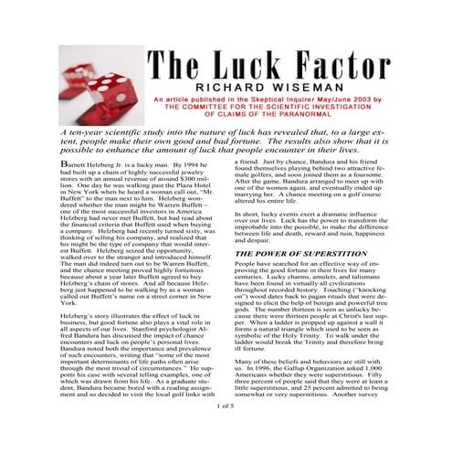 The luck factor | PDF