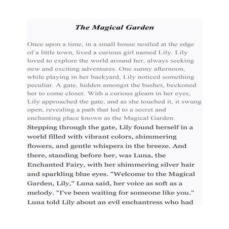 The Magical Garden.pdf-bed story for kids | PDF