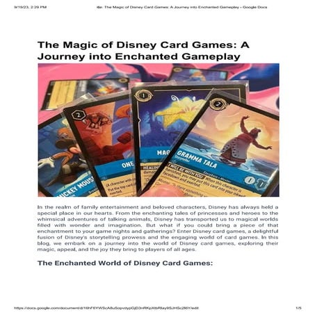 The Magic of Disney Card Games-A Journey into Enchanted Gameplay | PDF