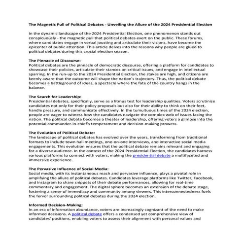 The Magnetic Pull of Political Debates - Unveiling the Allure of the ...