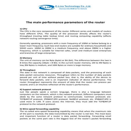 The main performance parameters of the router | PDF