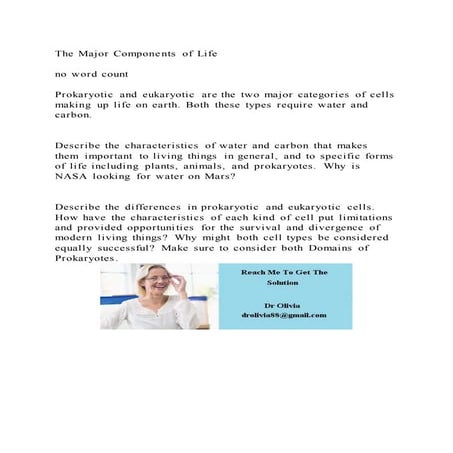 The Major Components of Lifeno word count Prokaryotic and eu | PDF