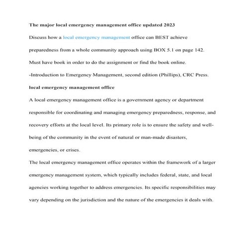 The major local emergency management office updated 2023 doc 10.docx