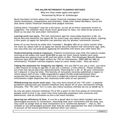 Retirement Planning Mistakes to Avoid | PDF
